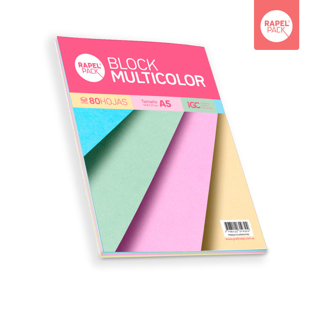 Block de hojas MULTICOLOR – A5 – Industria Grafica del Centro S.A.